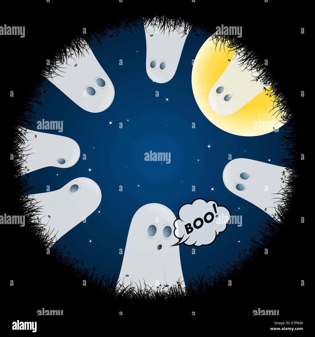 Halloween Poster with Ghosts Stock Photo - Alamy