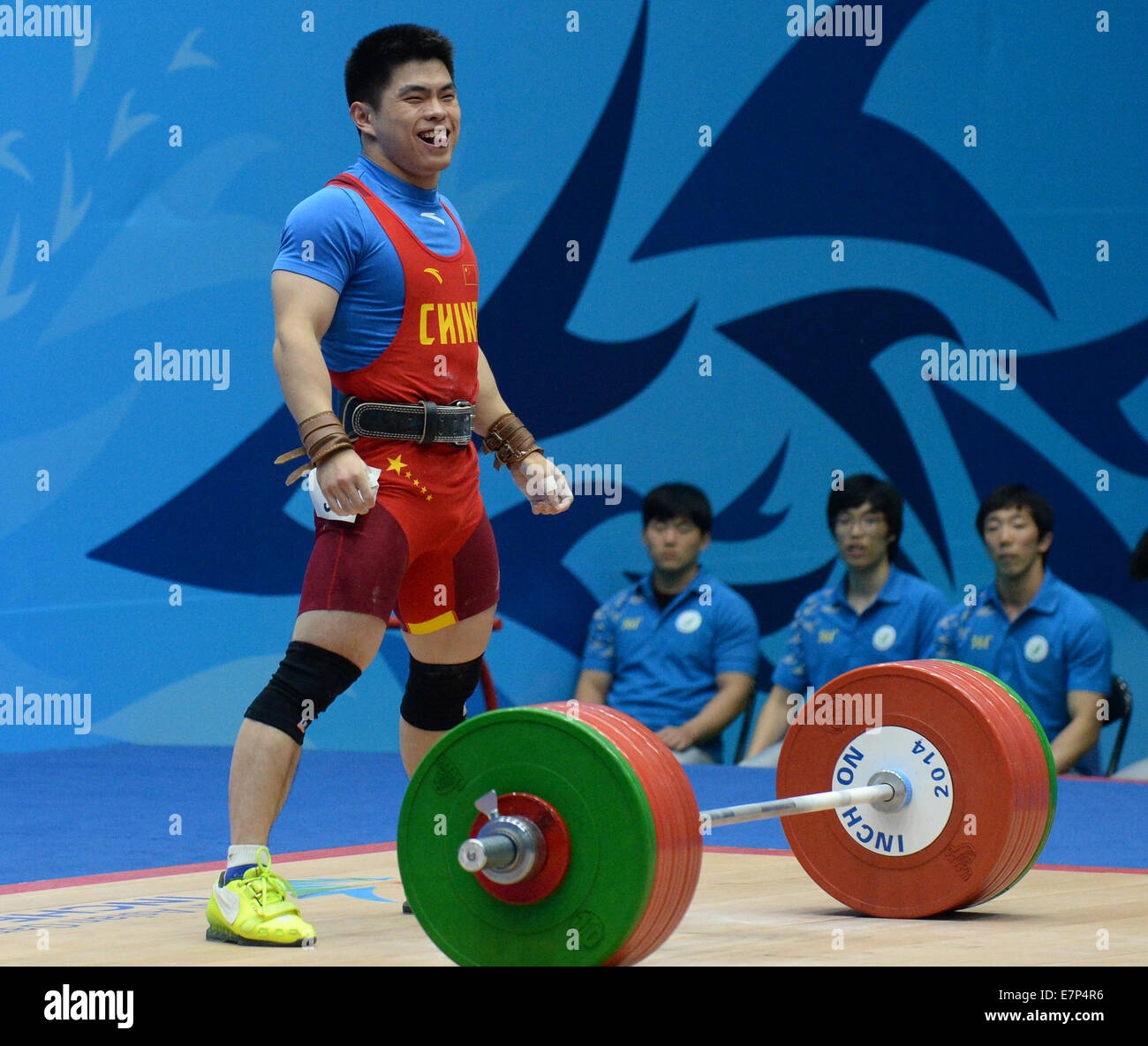 Incheon, South Korea. 22nd Sep, 2014. Lin Qingfeng of China reacts ...