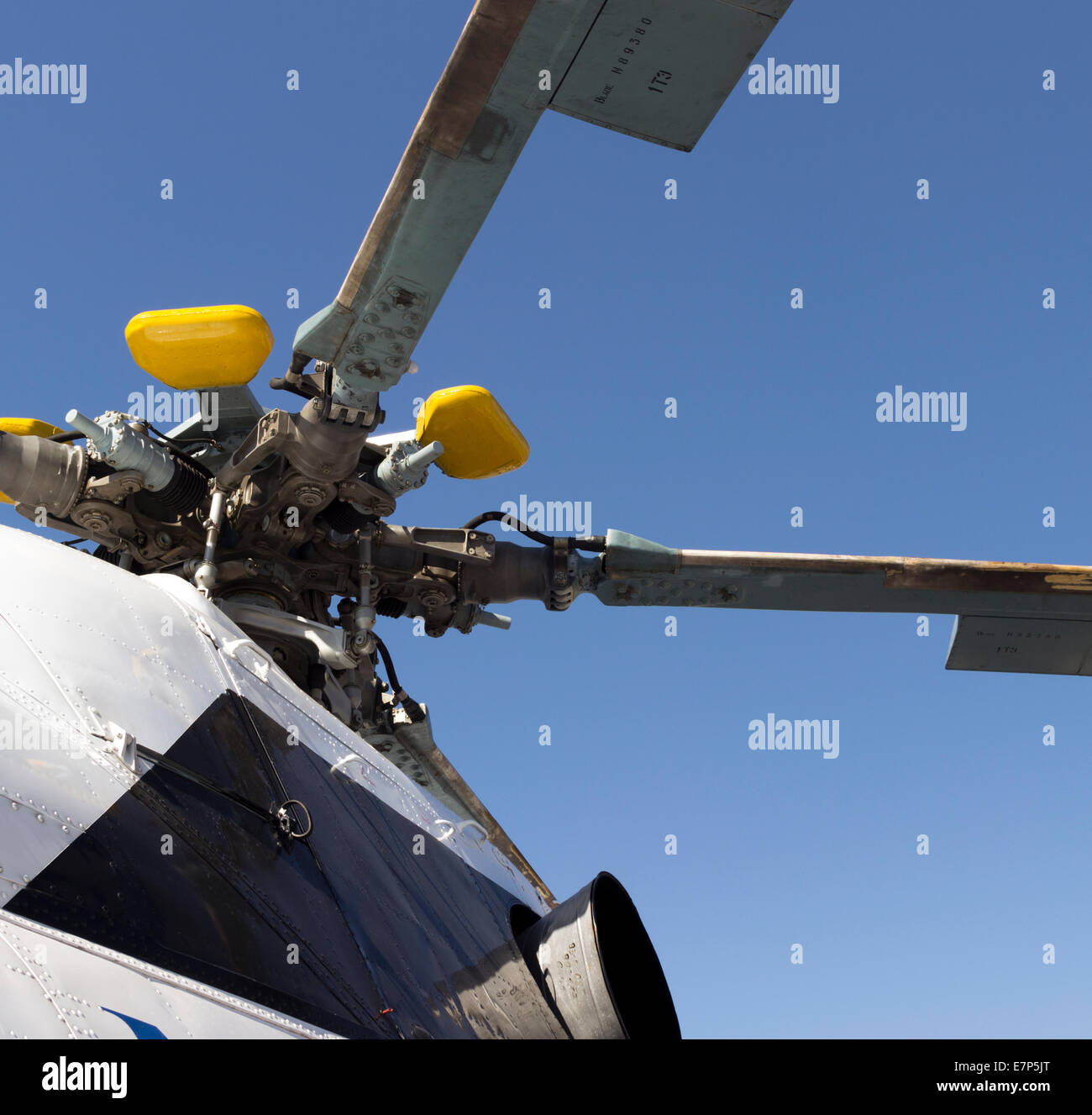 civil helicopter engine mechanism detail. part of copter propeller ...