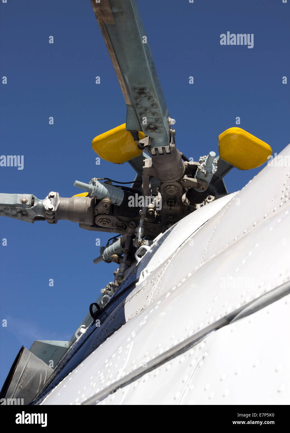 white helicopter rotor mechanism detail. part of air vehicle propeller ...