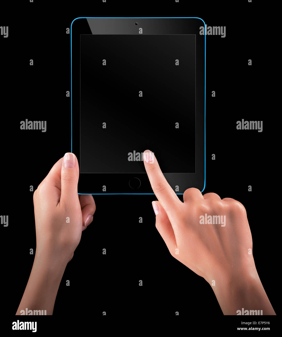 Touch screen tablet computer with blank screen and hand isolated Stock ...