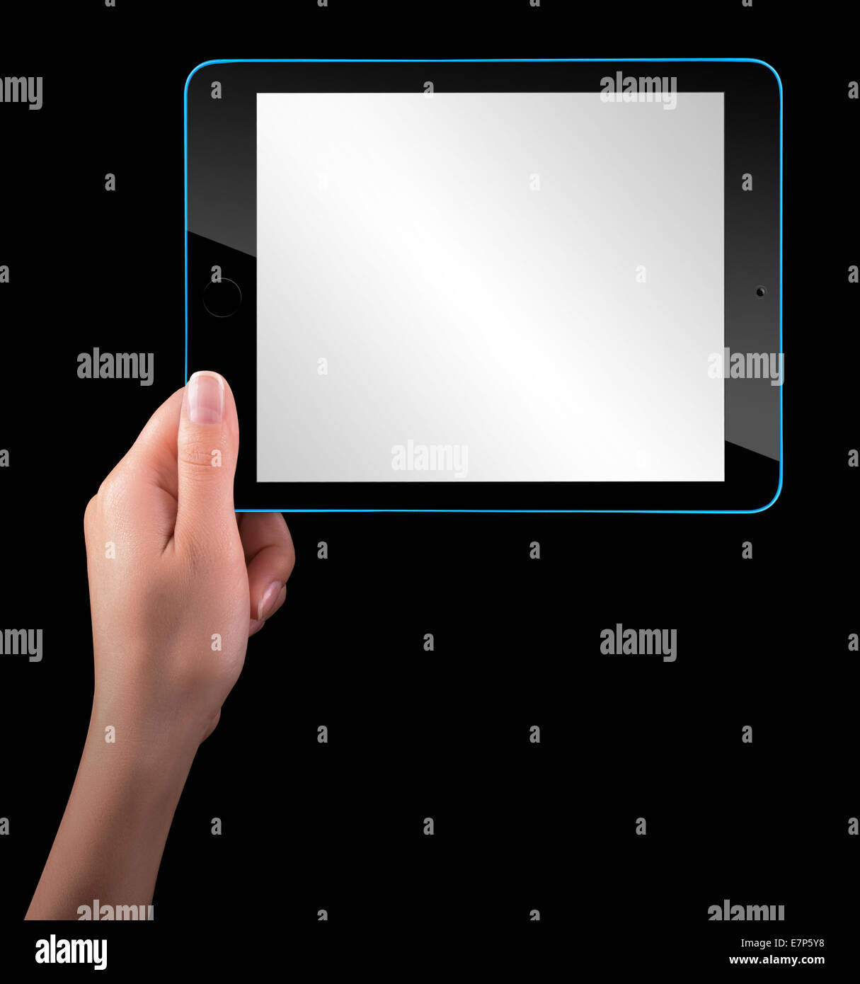 Touch screen tablet computer with blank screen and hand isolated Stock ...