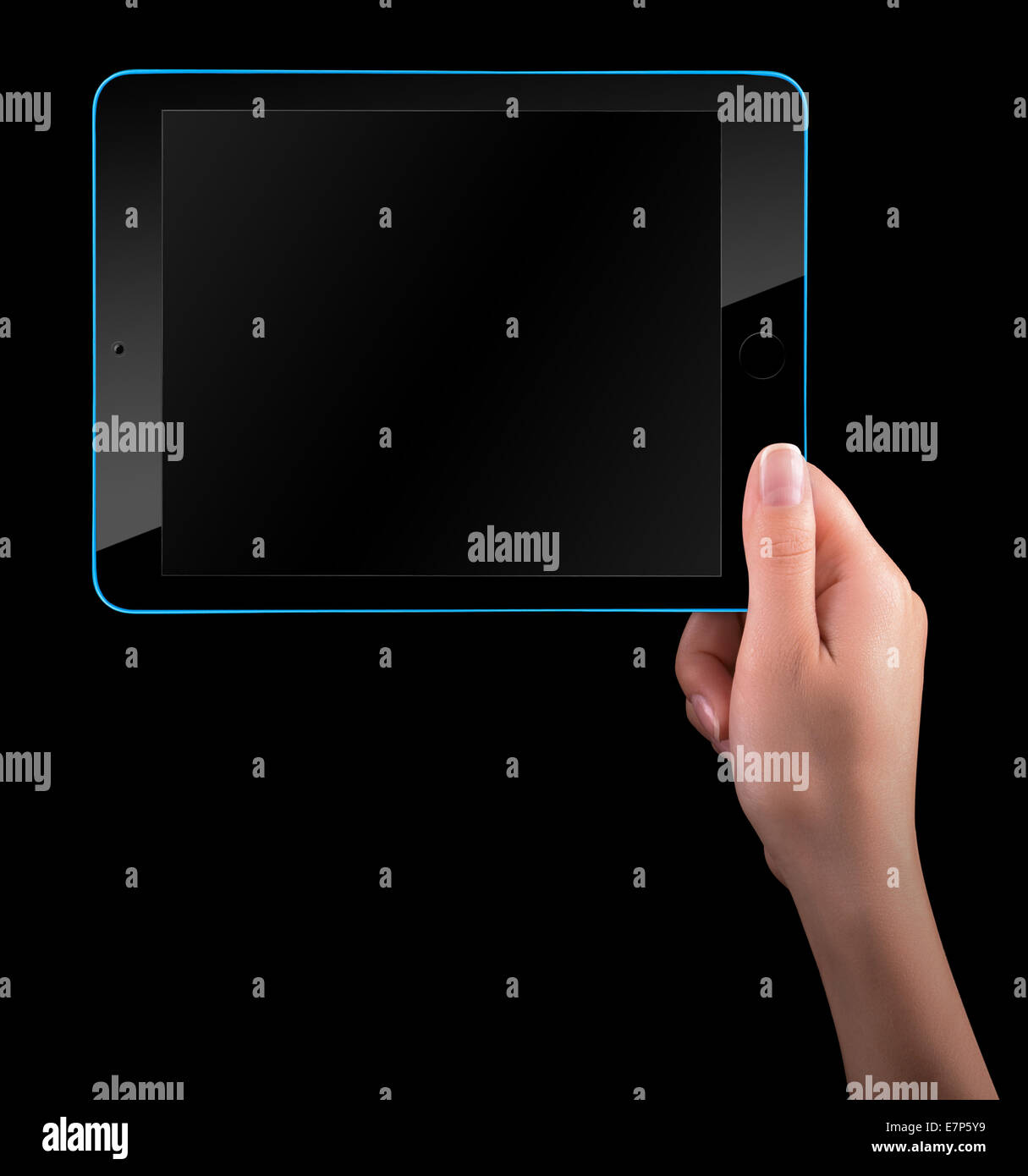 Touch screen tablet computer with blank screen and hand isolated Stock ...