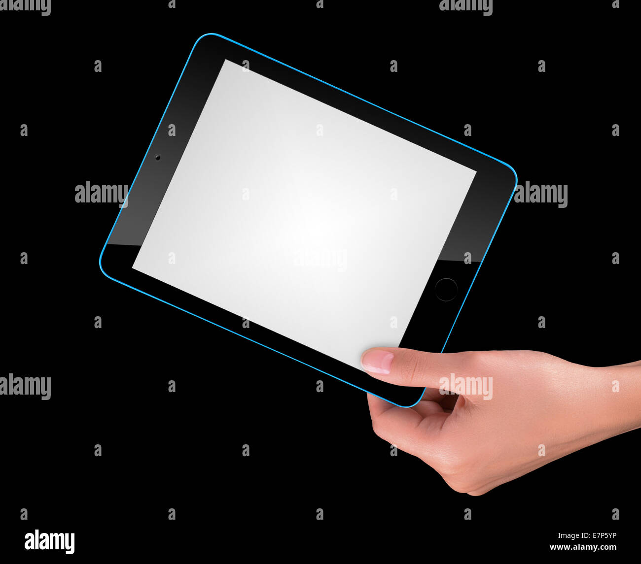 Touch screen tablet computer with blank screen and hand isolated Stock ...