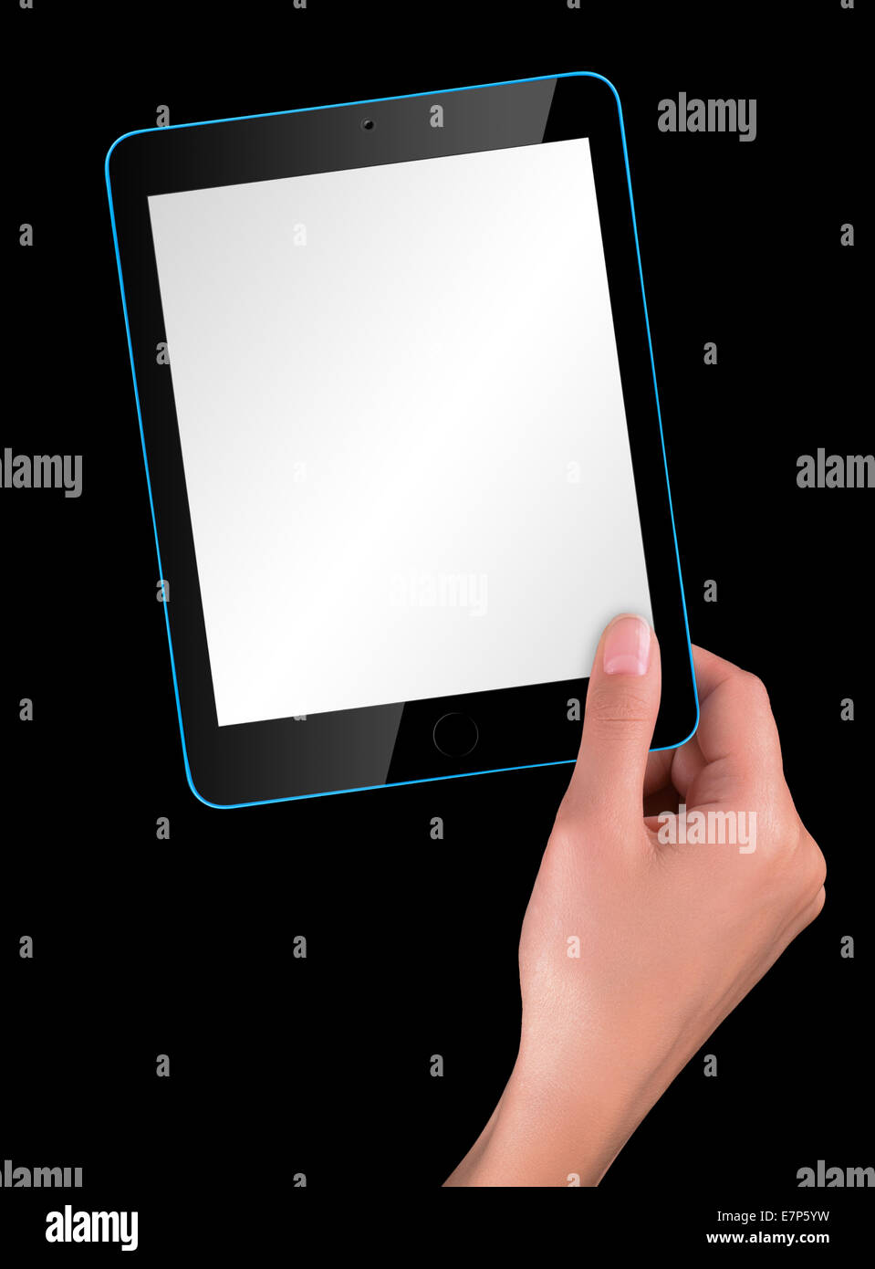 Touch screen tablet computer with blank screen and hand isolated Stock ...