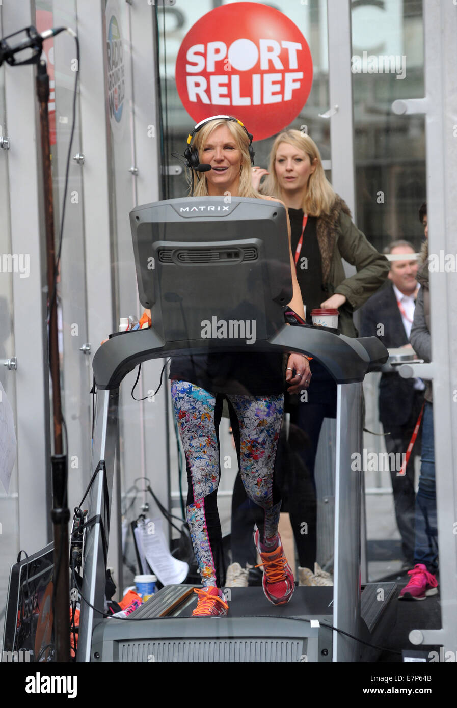 Jo Whiley running a 26 hour treadmill marathon for Sport Relief. In ...