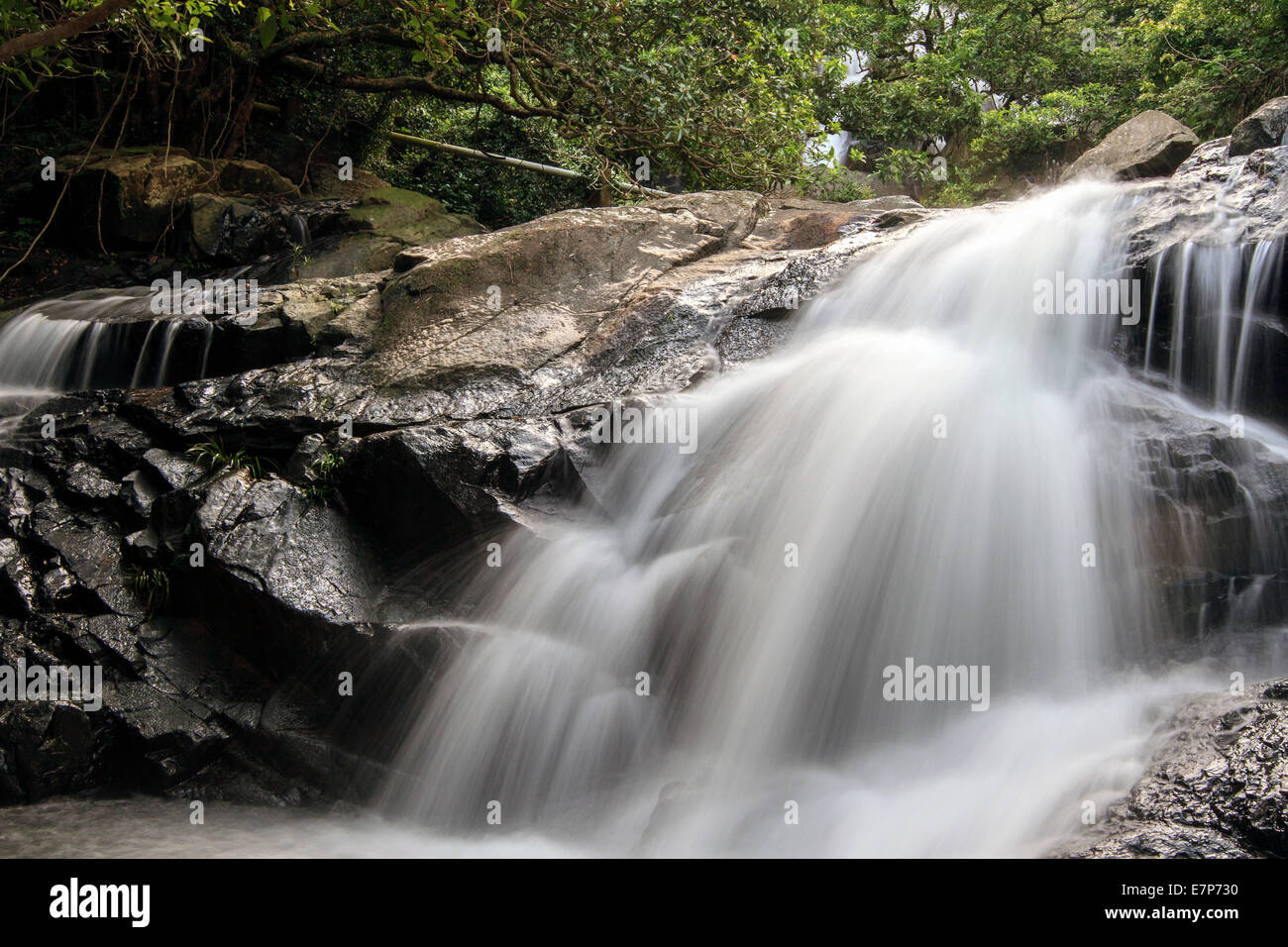 Waterfall in little Hawaii trail Stock Photo - Alamy