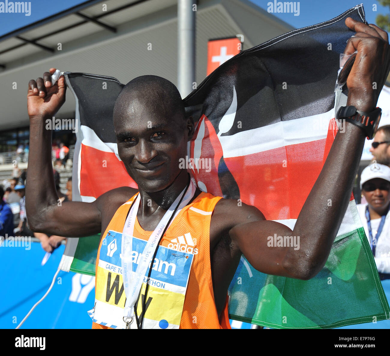 Cape Town, South Africa. 21st Sep, 2014. Willy Kibor of Kenya hold up ...