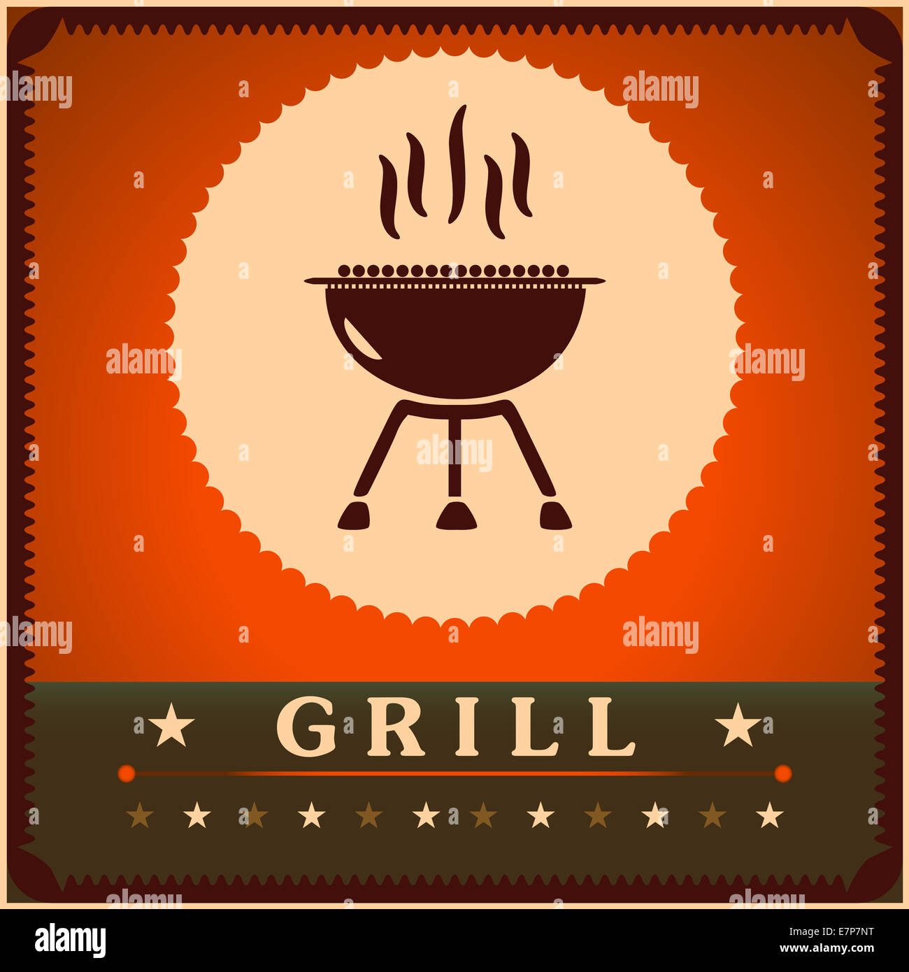 Retro Grill Menu Card Design template poster Stock Photo - Alamy