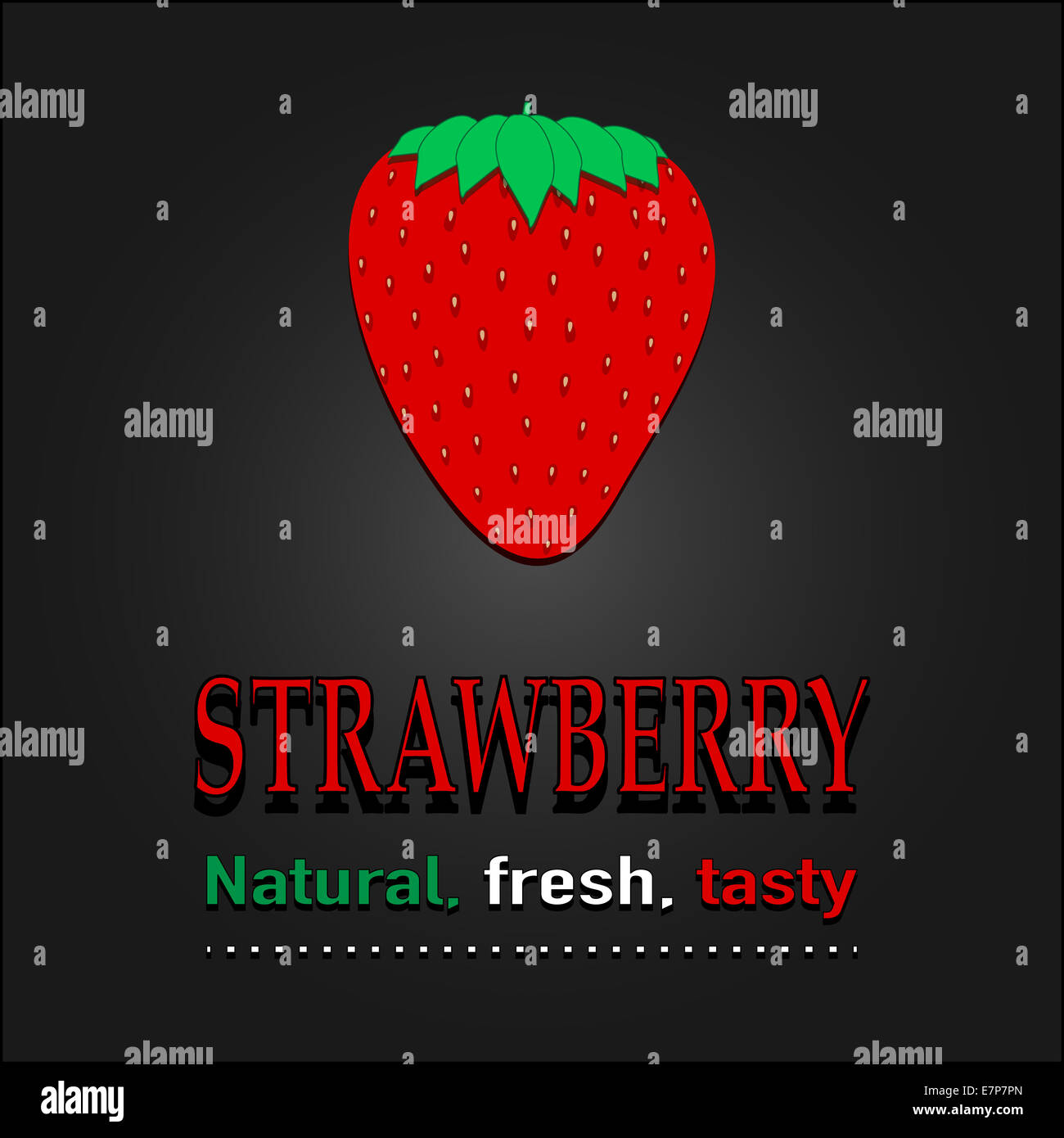 Strawberry poster vector. Natural, fresh, tasty Stock Photo - Alamy
