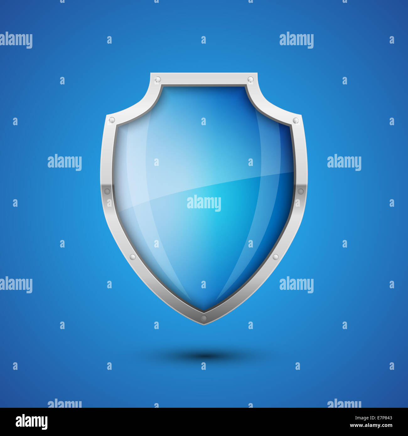 Glossy Blue Vector Shield, protection concept Stock Photo - Alamy
