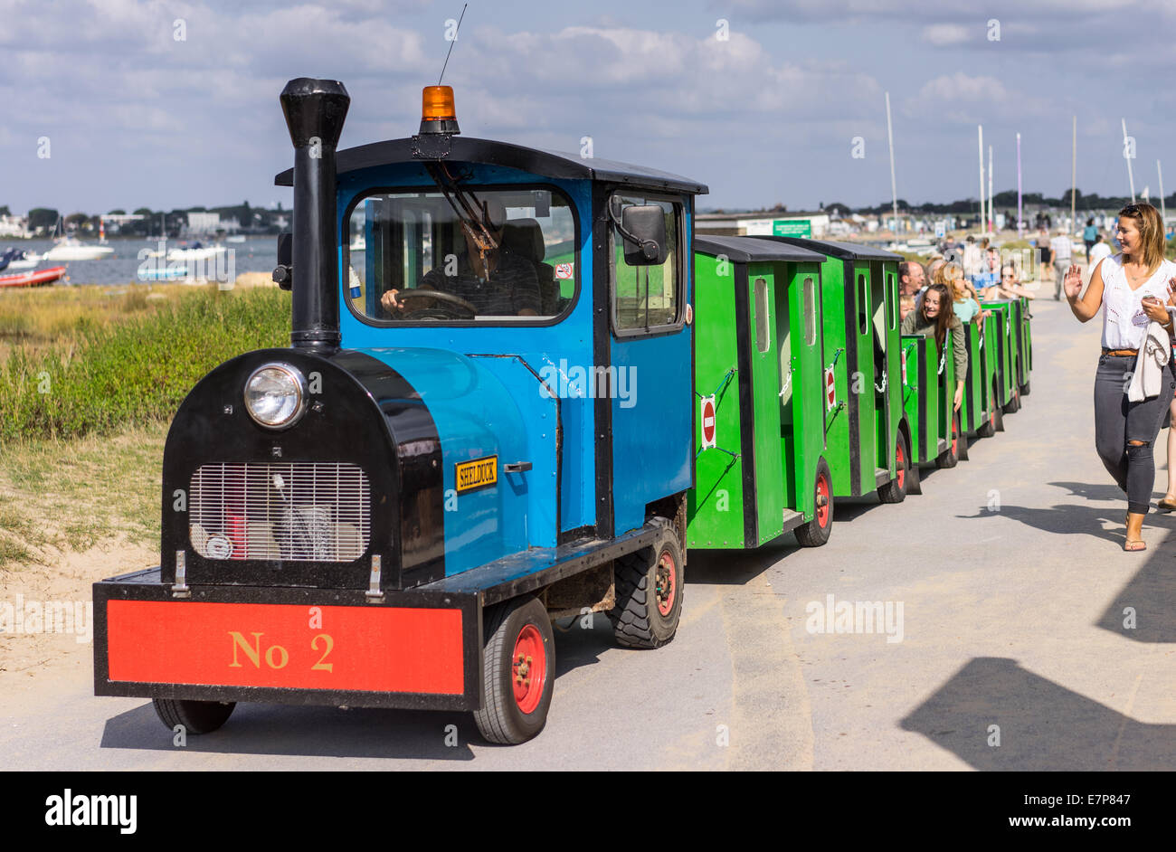 The Hengistbury Head Land Land Train on the lane at Mudeford sandspit ...
