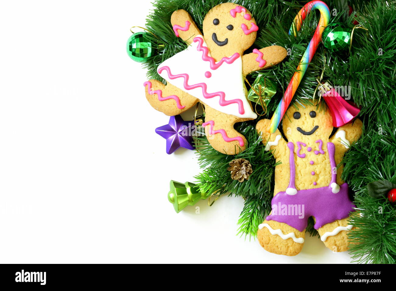 traditional Christmas gingerbread man with festive decorations and ...