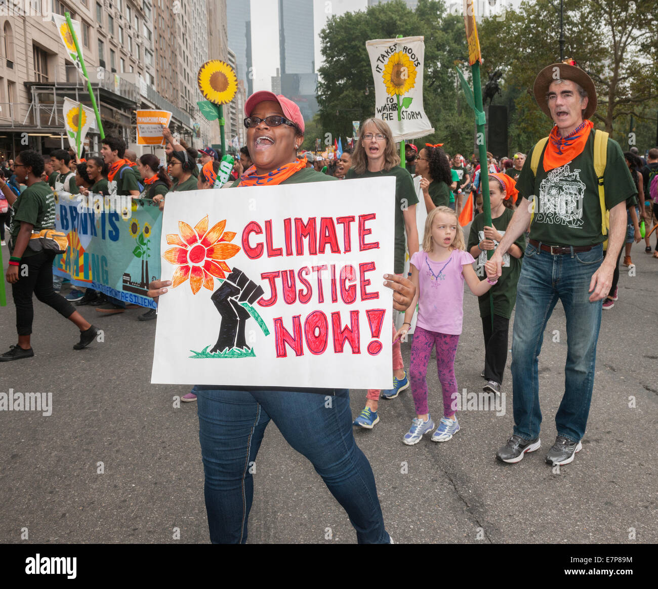 A group representing the borough of the Bronx parades through Midtown ...