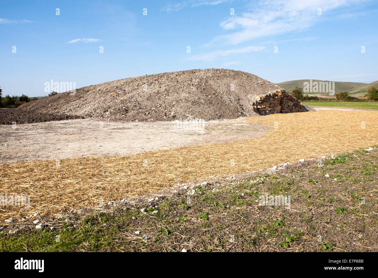 Modern-day neolithic style long Barrow burial chamber for storing ...
