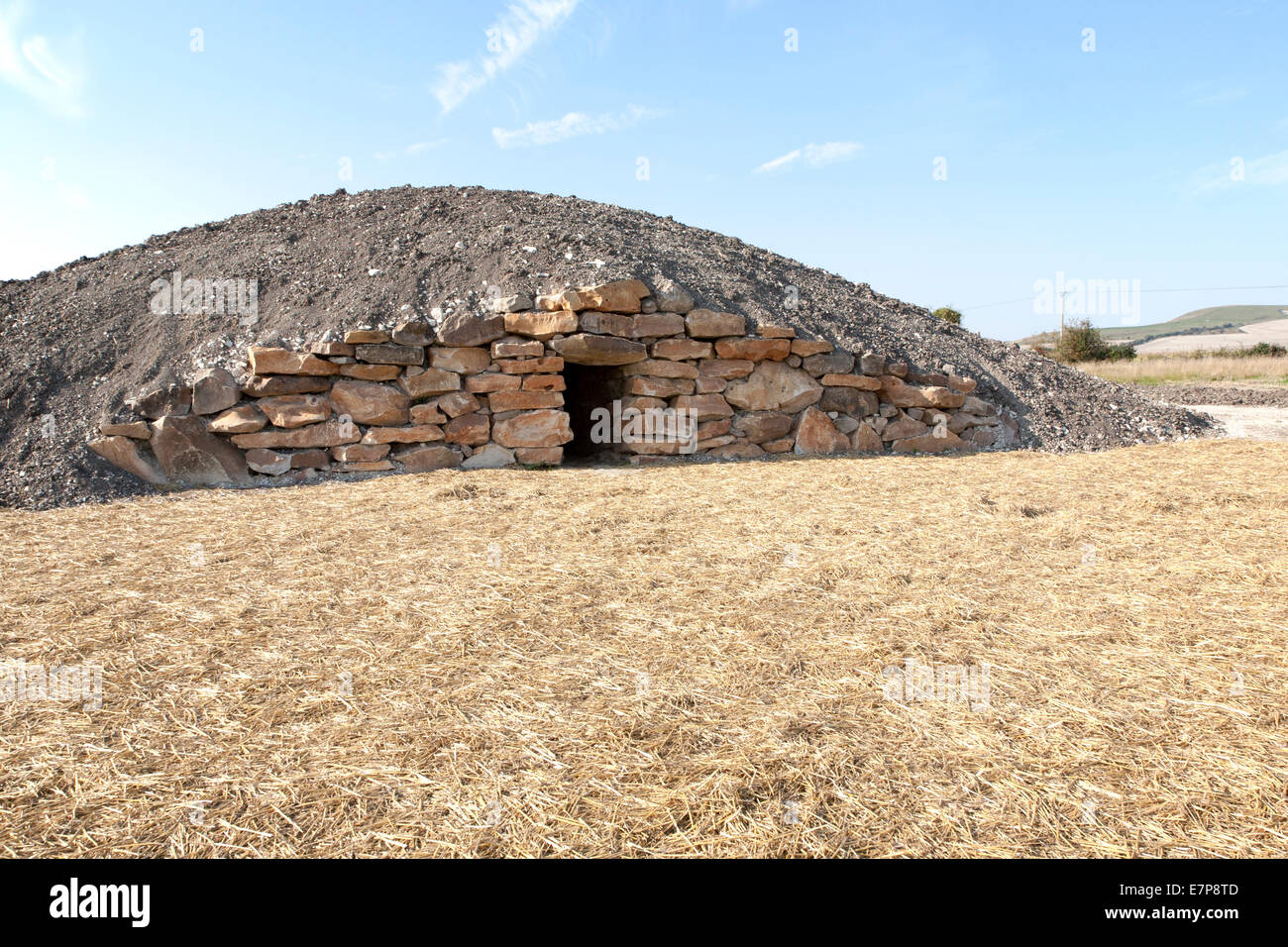 Modern-day neolithic style long Barrow burial chamber for storing ...