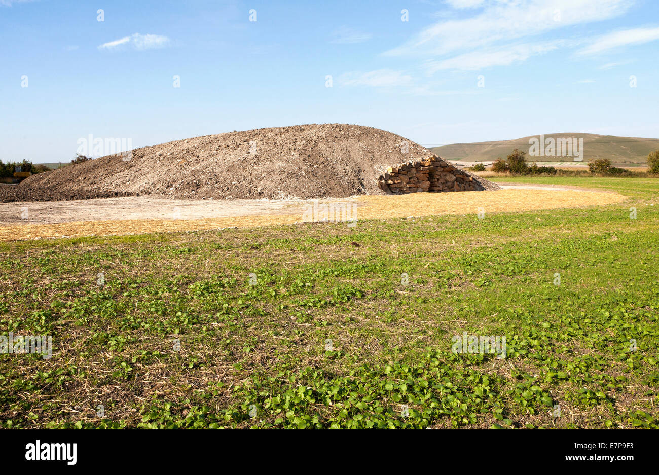 Modern-day neolithic style long Barrow burial chamber for storing ...