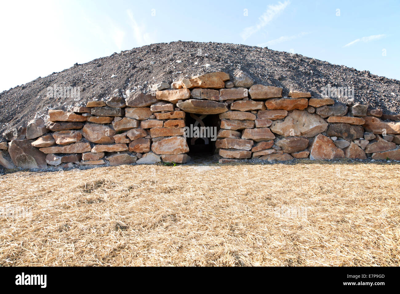 Modern-day neolithic style long Barrow burial chamber for storing ...
