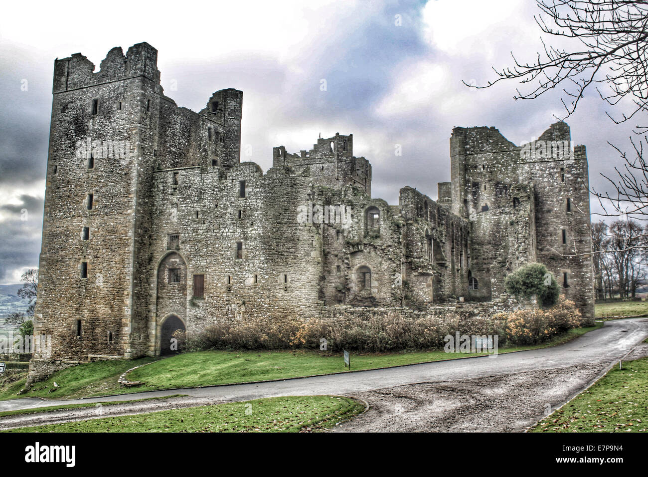 Castle ruins with a dramatic sky backdrop Stock Photo - Alamy