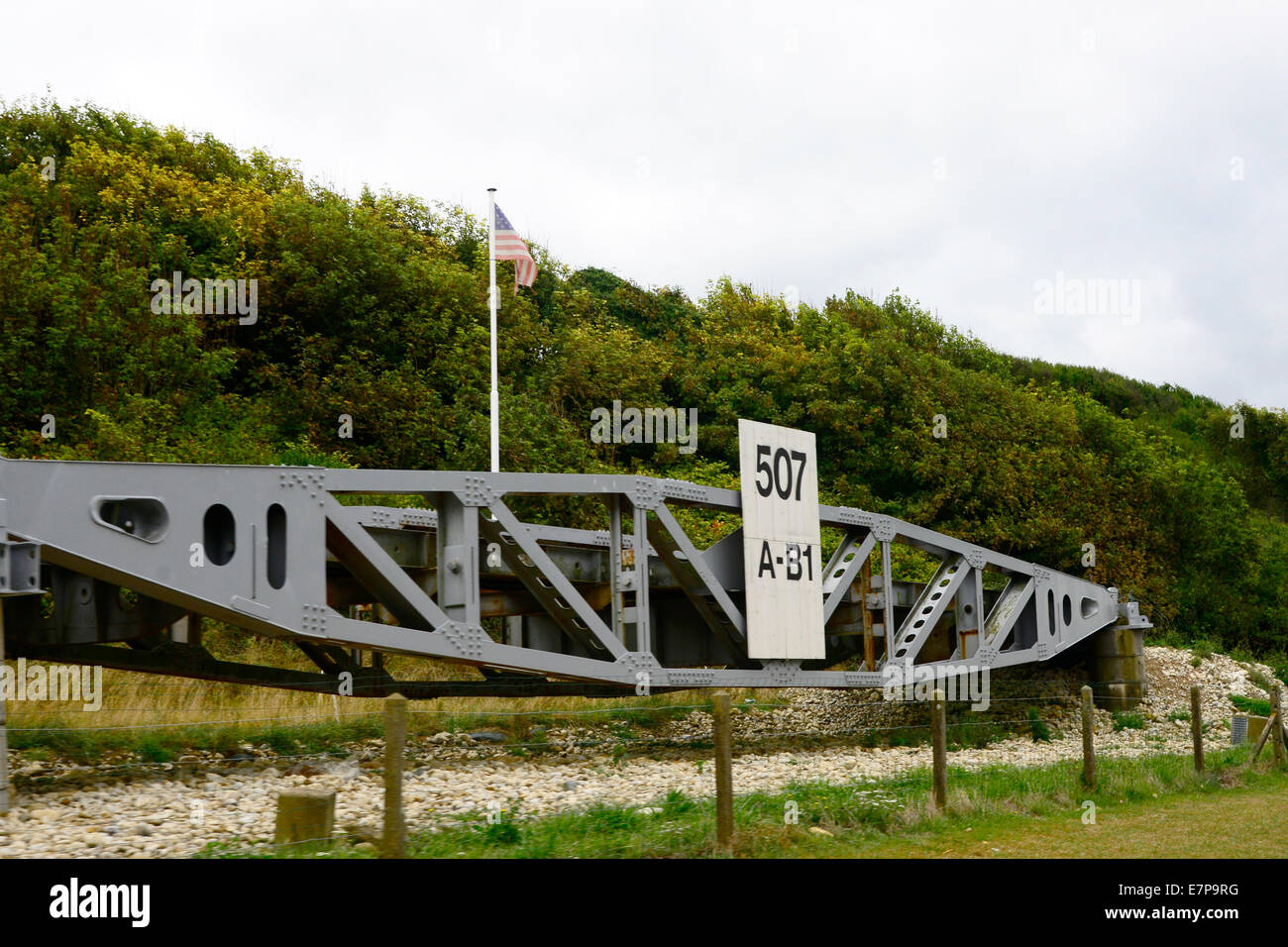 507 A-B1 floating bridge Omaha Beach Normandy American Cemetery France ...