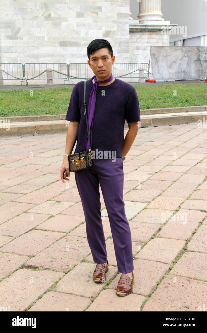 Brian Boy arriving at the Just Cavalli Spring/Summer 2015 runway show ...