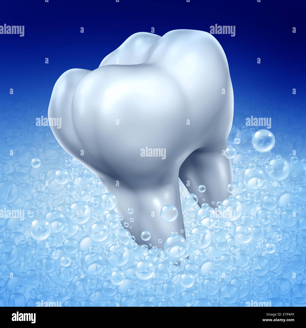 Brushing teeth hygiene concept as a three dimensional human molar tooth ...