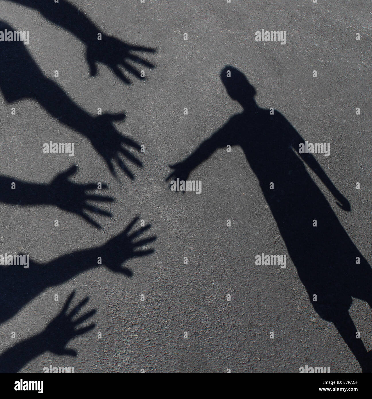 Community support and helping children concept with shadows of a group ...