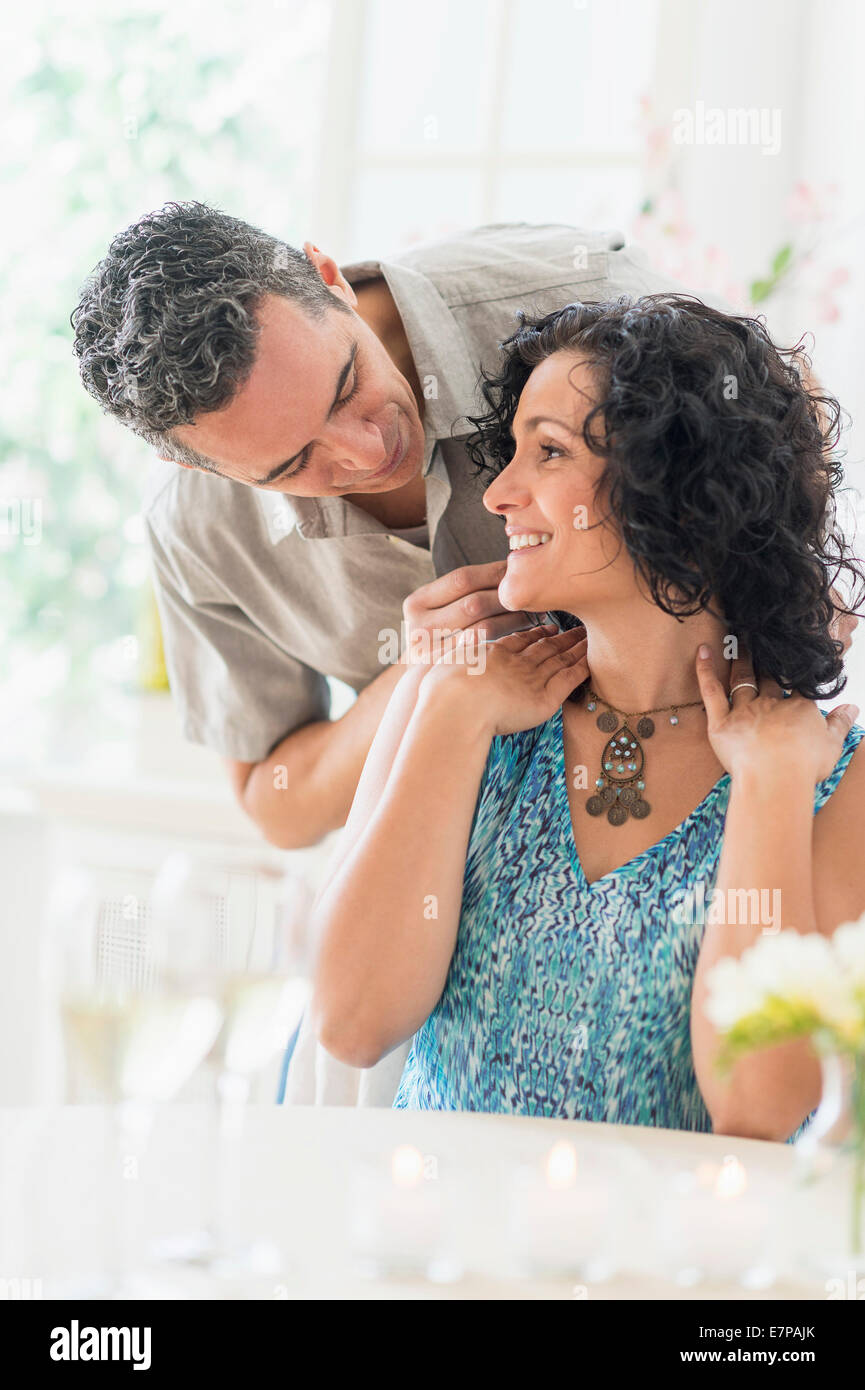 Couple celebrating anniversary in restaurant Stock Photo - Alamy