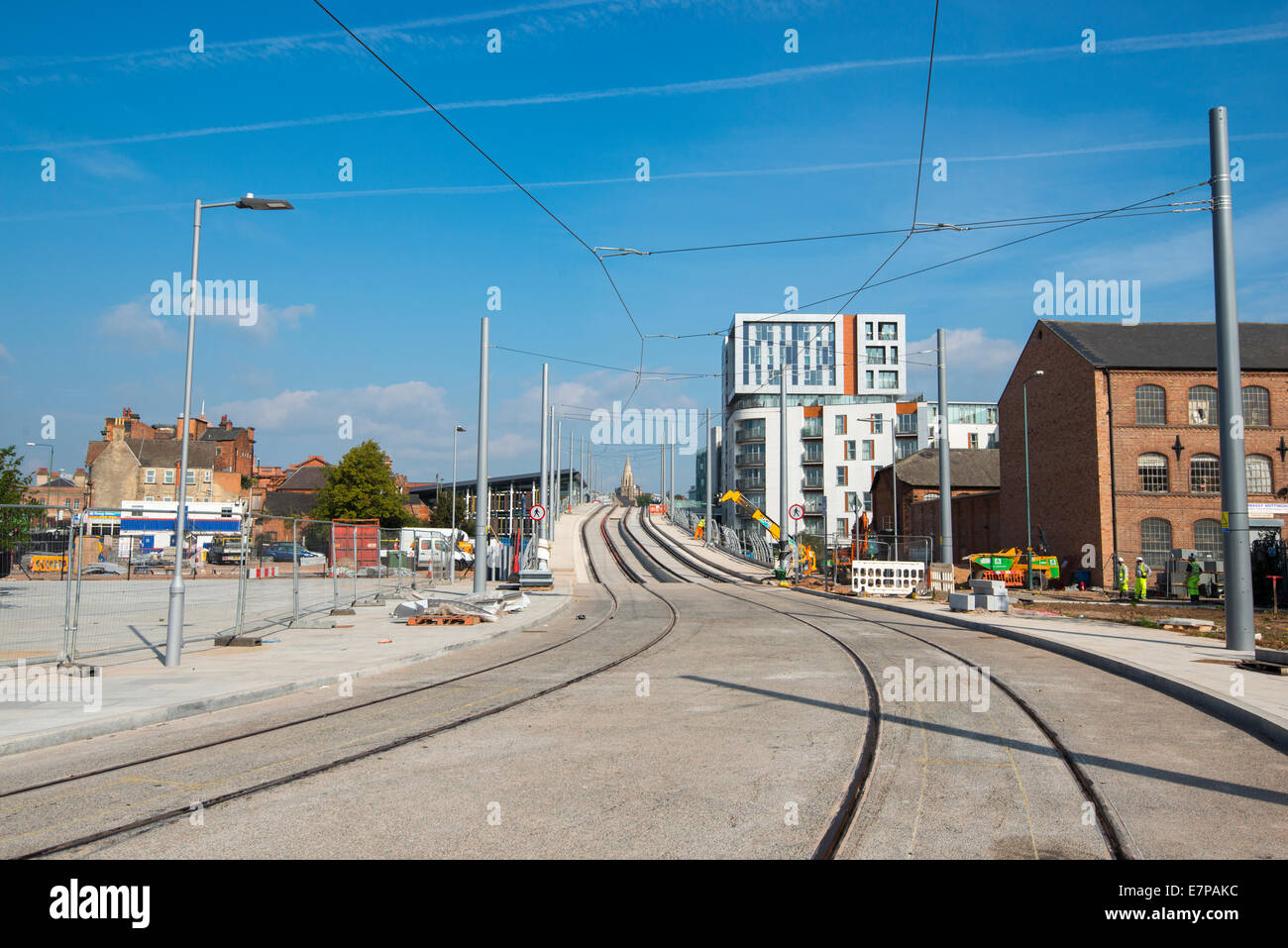 New tram lines on the South Side of Nottingham City, England UK Stock ...