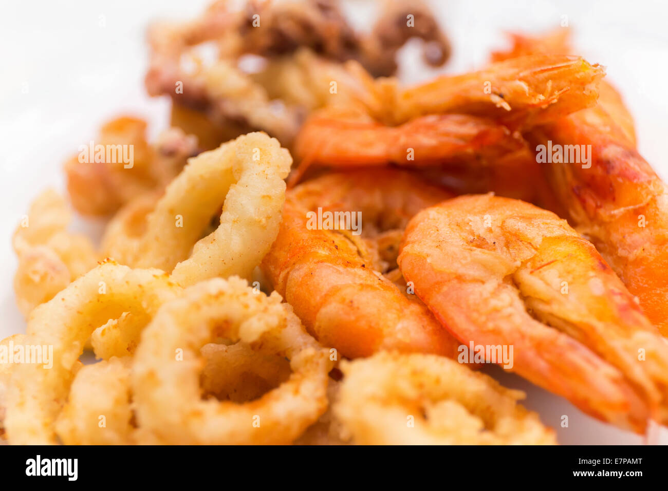 Close up fried shrimp squid Calamari Italian food Stock Photo - Alamy