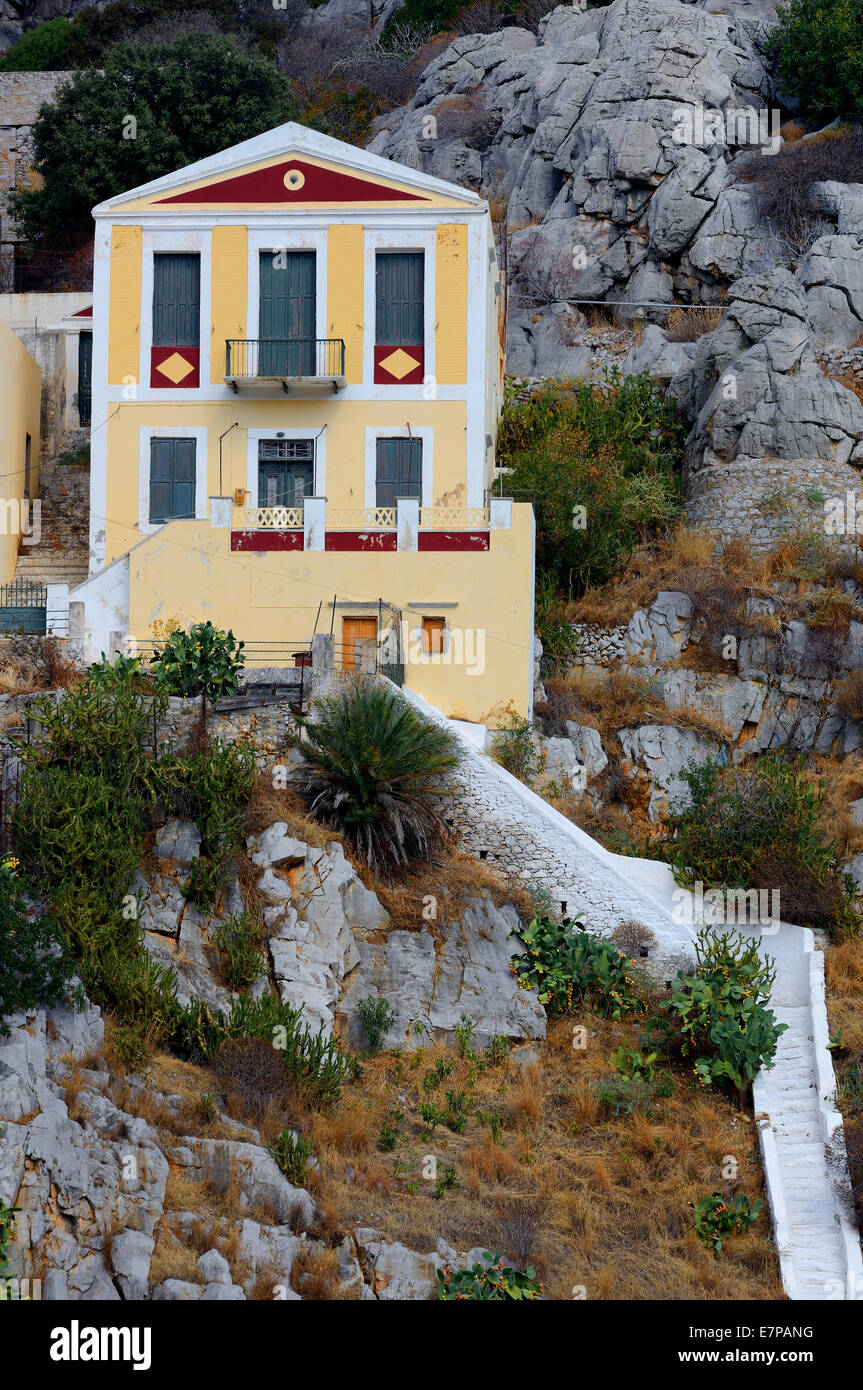 Symi house on the hill Stock Photo - Alamy