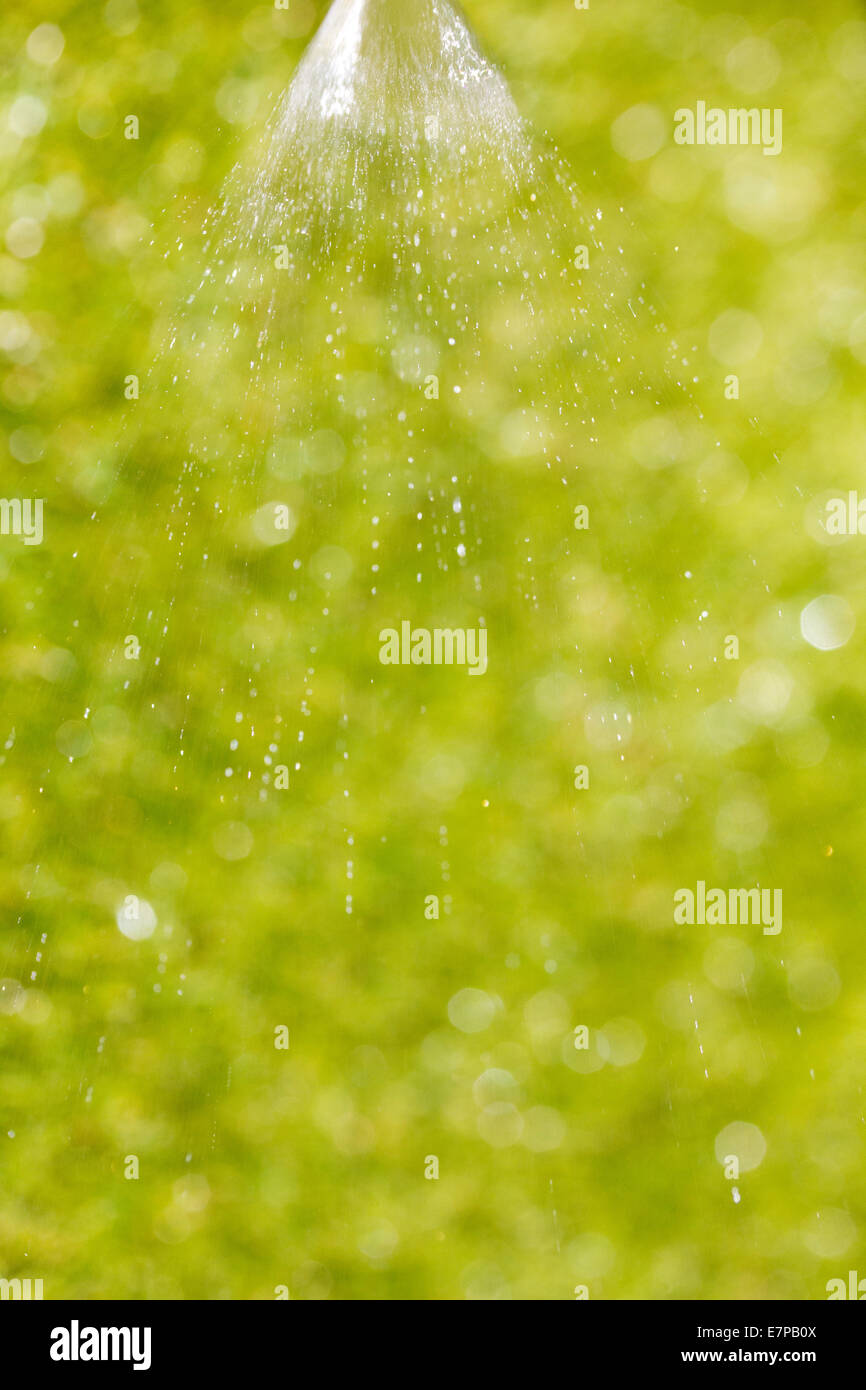 fine jet of water with a green background Stock Photo - Alamy