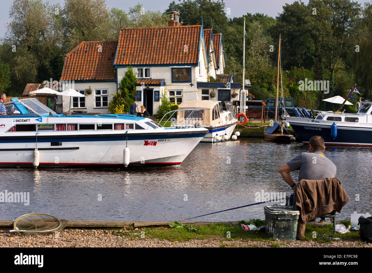Surlingham Ferry public house pub on River Yare Norfolk Broads Stock ...