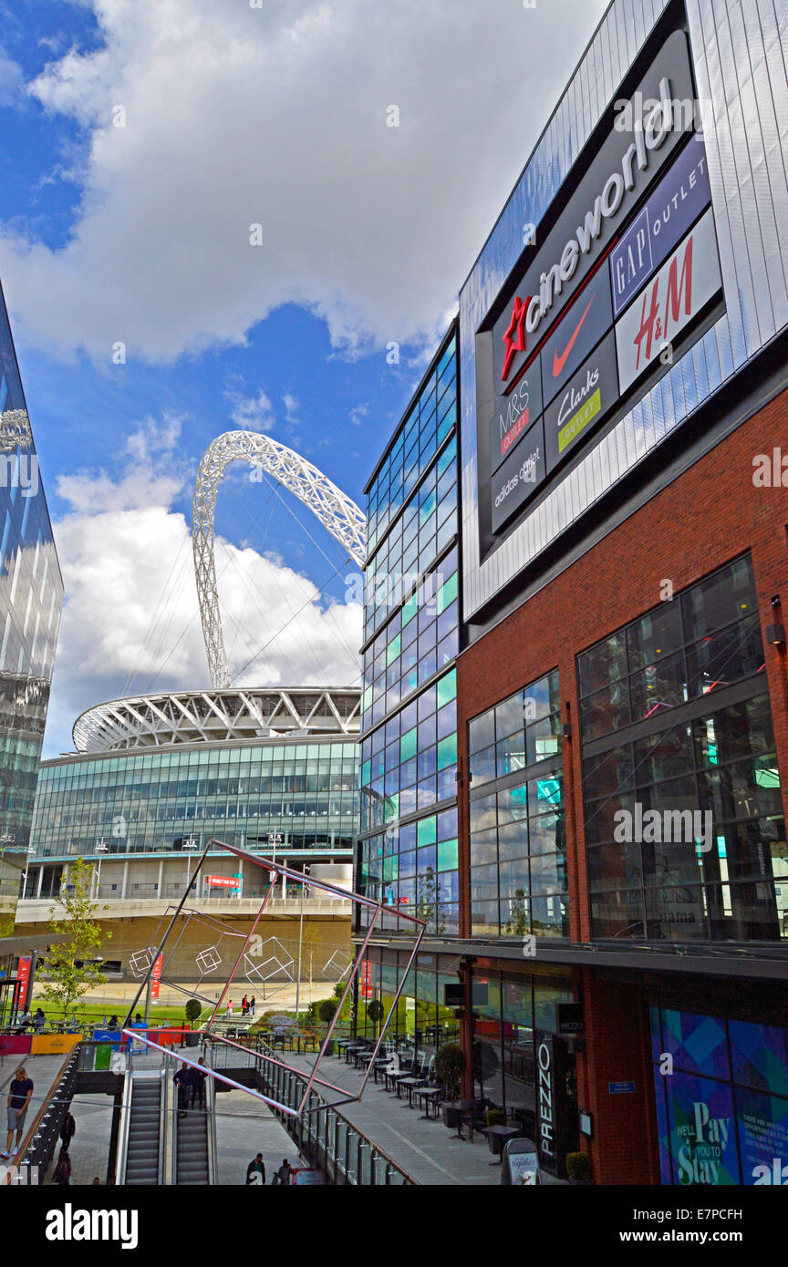 The London Designer Outlet showing Wembley stadium, London Borough of ...