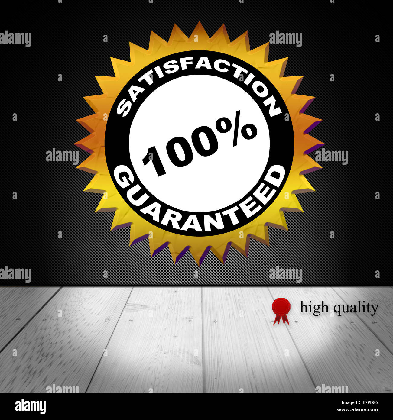 Gold Badge Satisfaction Guaranteed Stock Photo - Alamy