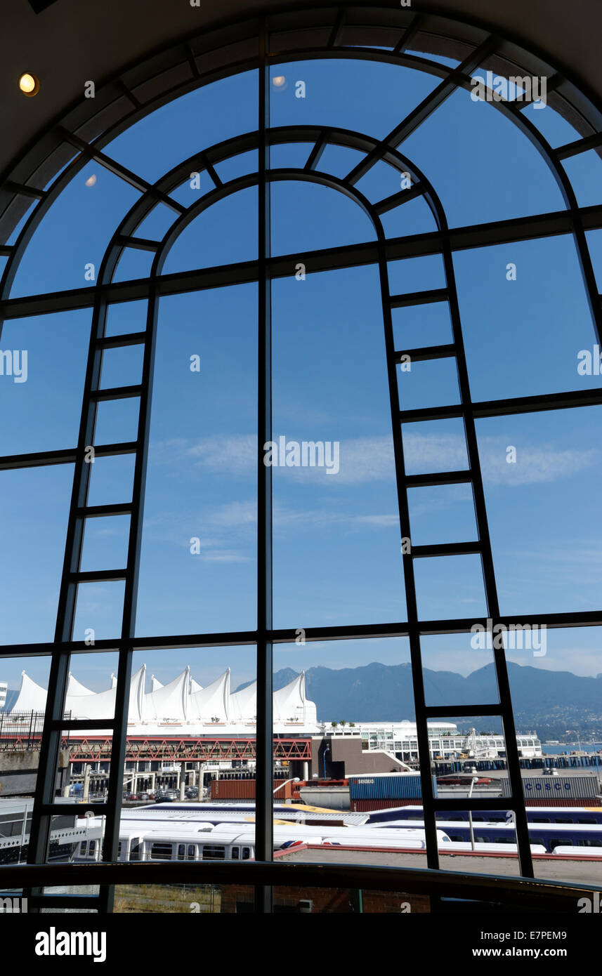 Canada place Pier as seen through an arched window, British Columbia ...