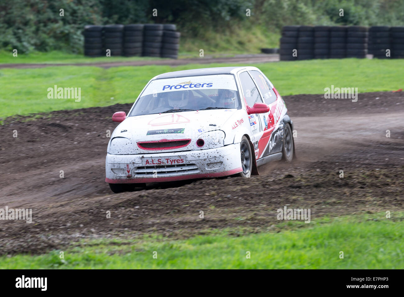 A rally car takes to the track at Rallyday at Castle Combe Stock Photo ...