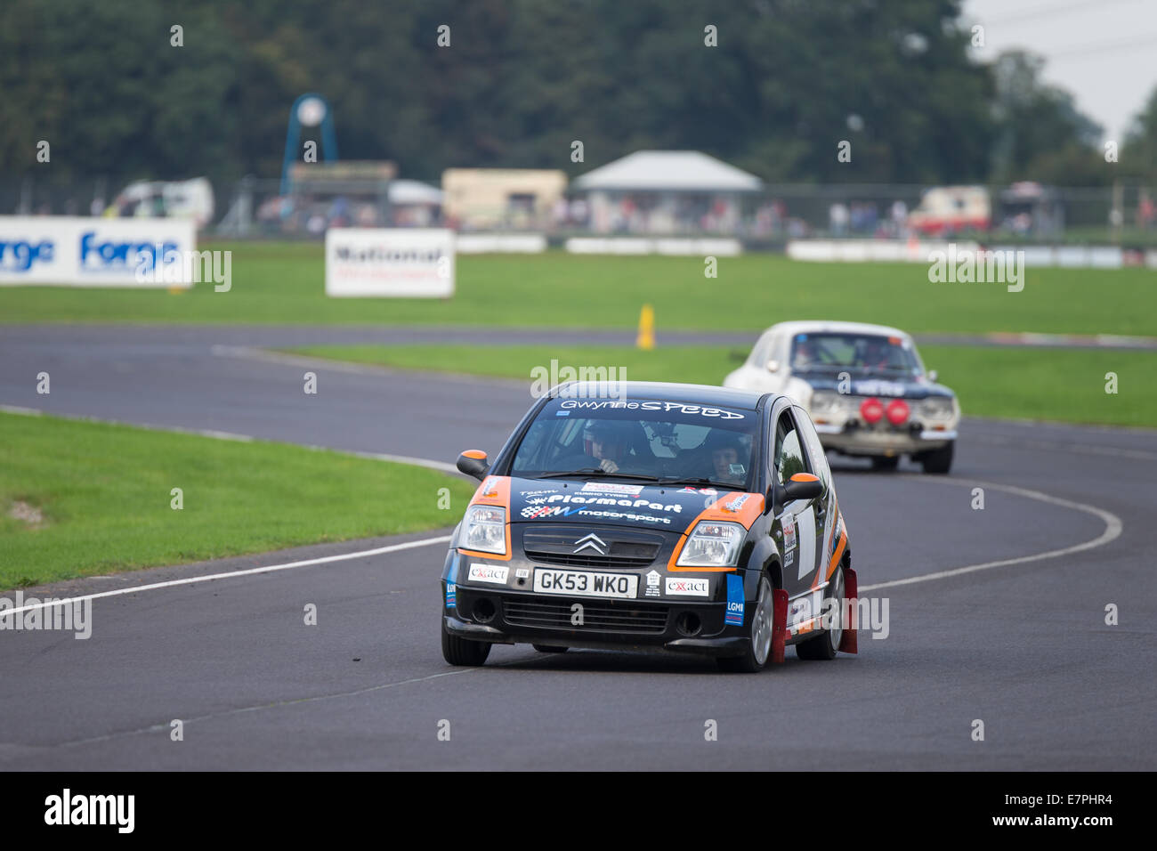 A rally car takes to the track at Rallyday at Castle Combe Stock Photo ...