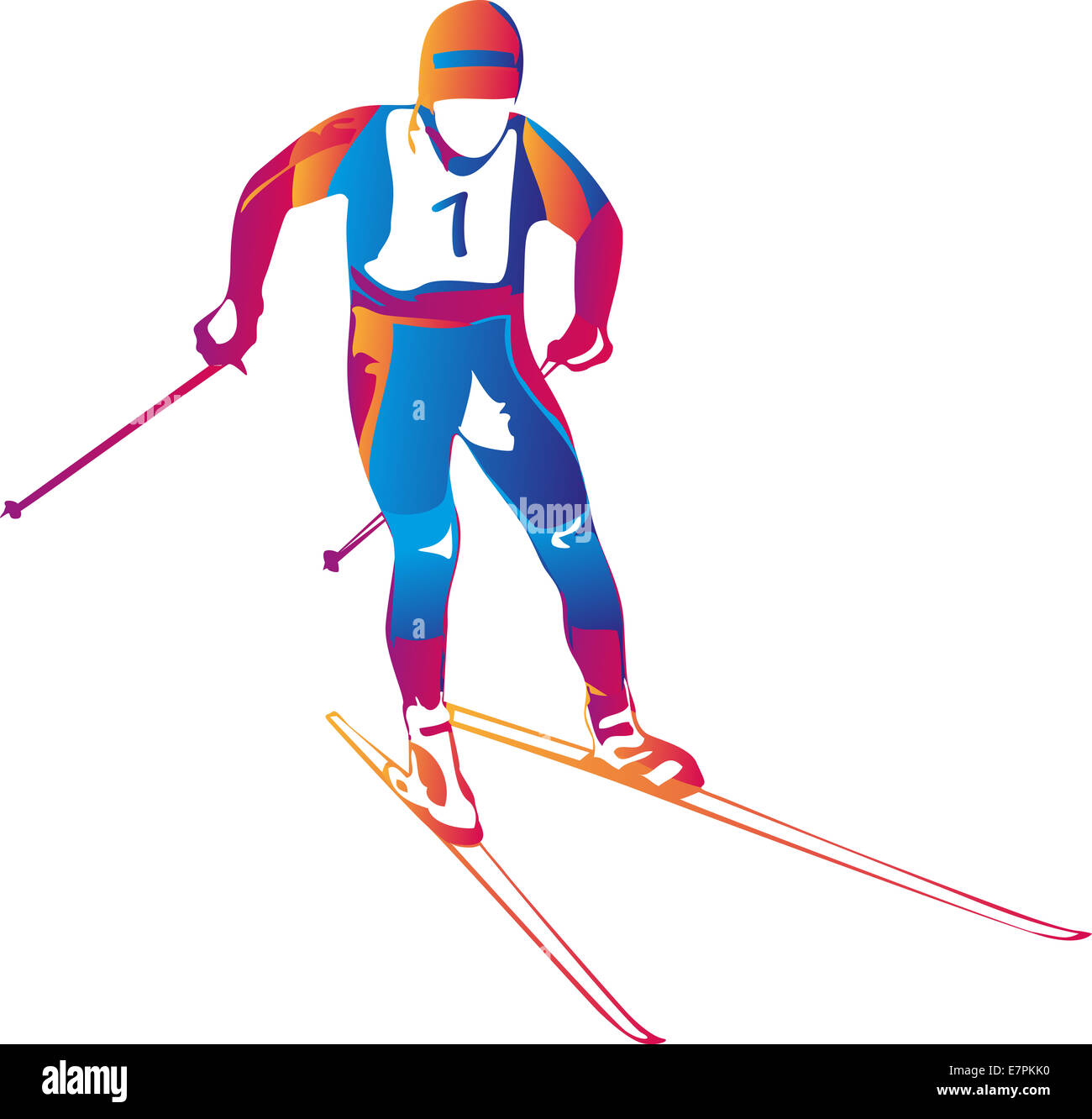 Vector illustration of a colorful skier Stock Photo - Alamy