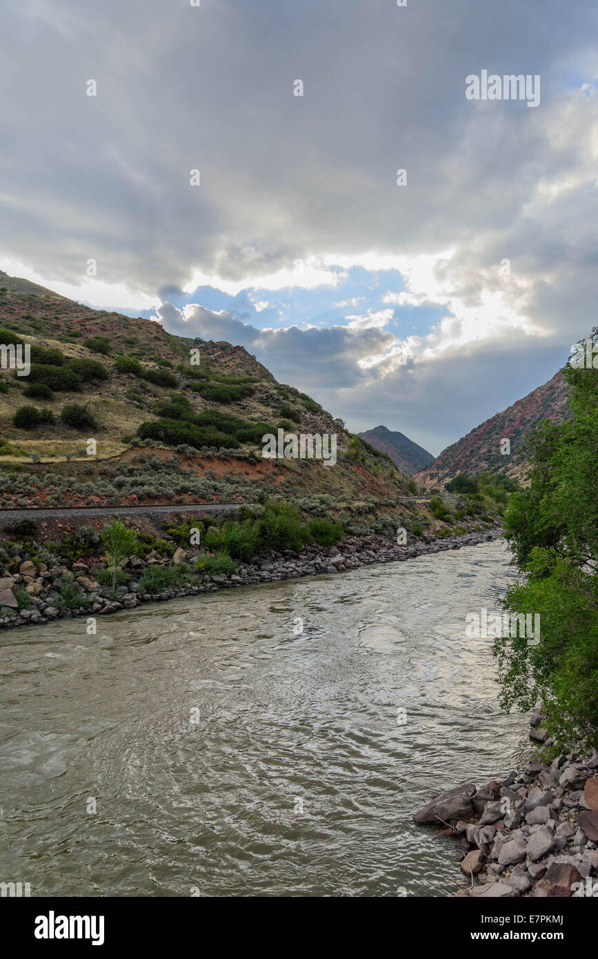 colorado river flowing through mountains, blue sky Stock Photo - Alamy