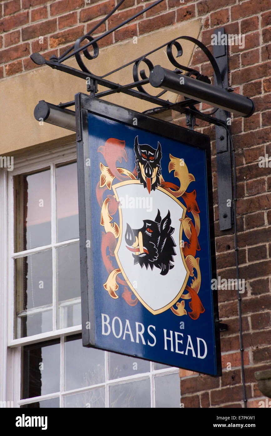 Boars head pub sign Stockport Stock Photo - Alamy
