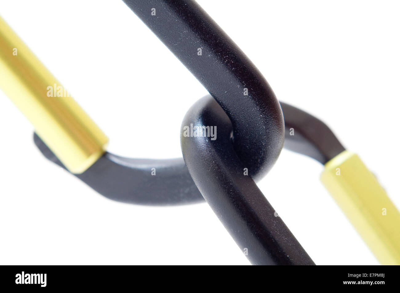 Close up composition of two carabiners attached Stock Photo - Alamy