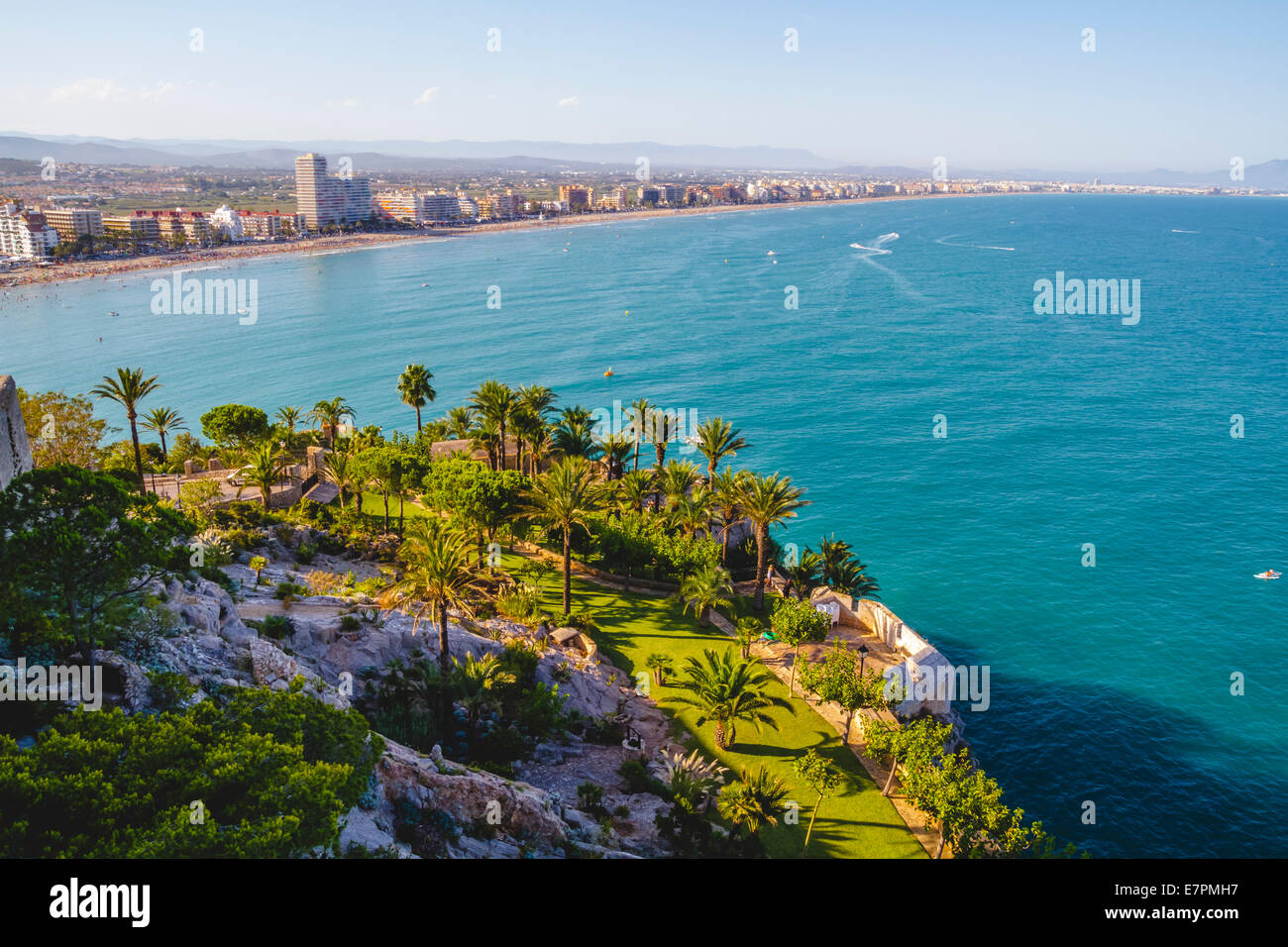 Tourism, spanish landscape with deep blue sea andmediterranean ...