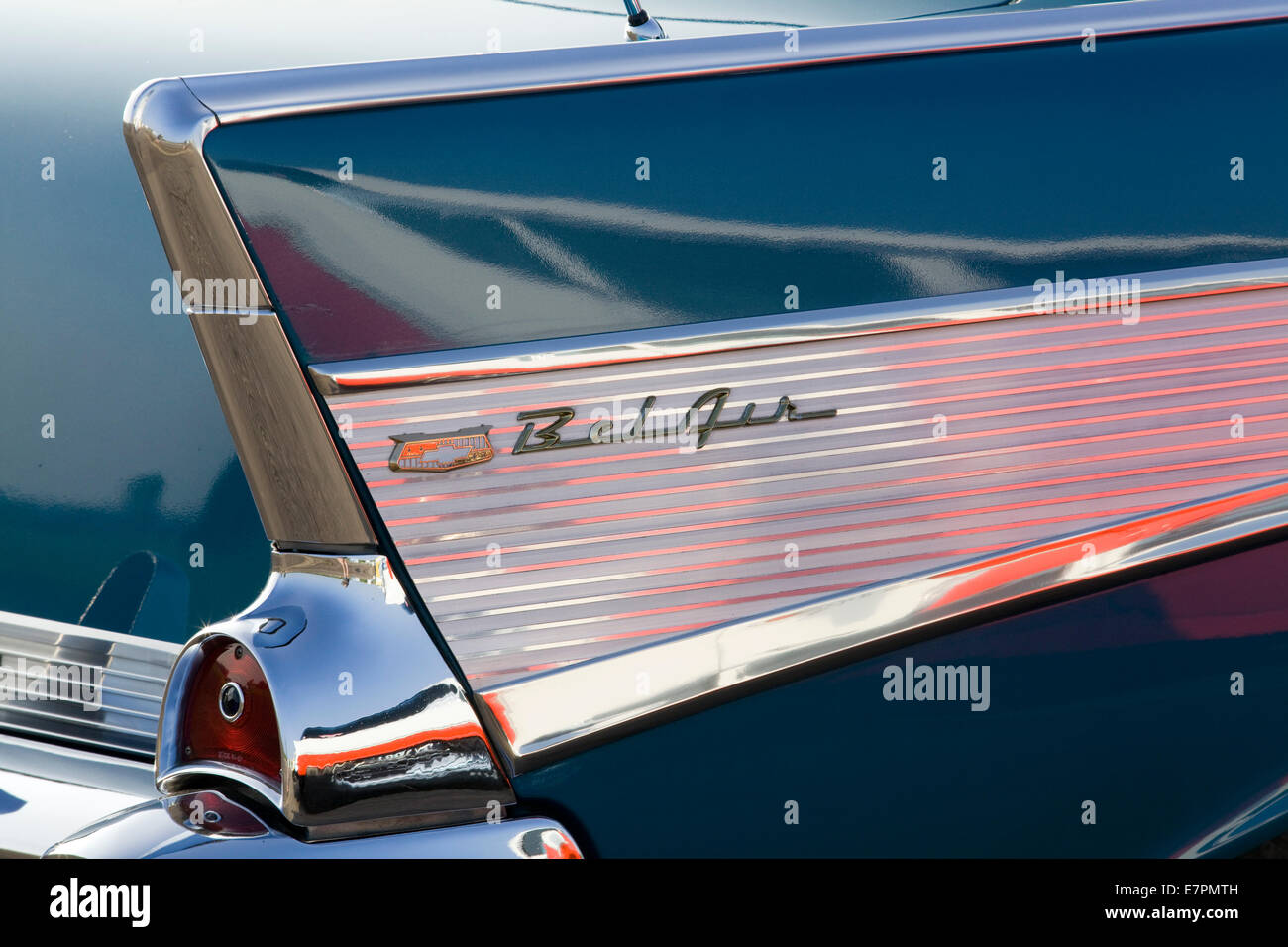 Tail fin of a 1950s Chevrolet Bel Air. Chevy. Classic American car ...