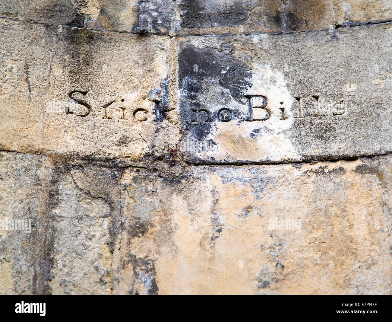 Stick no Bills sign carved into a section of wall on Royal York ...