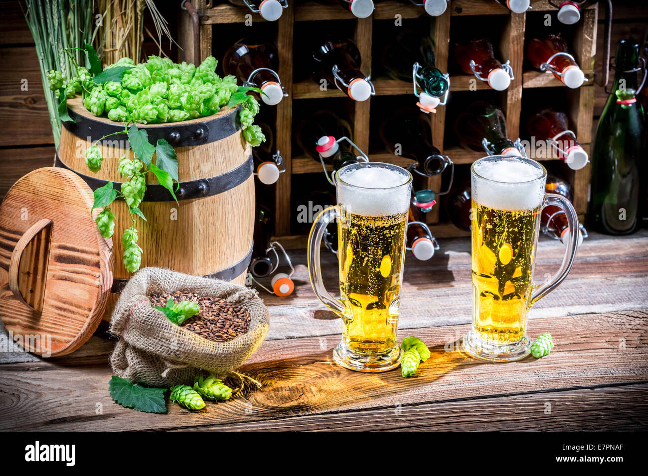 Two pints of homemade beer Stock Photo - Alamy