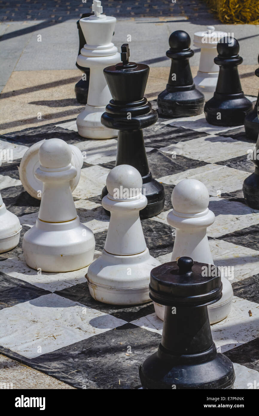 Giant chess games in the street with large pieces Stock Photo - Alamy