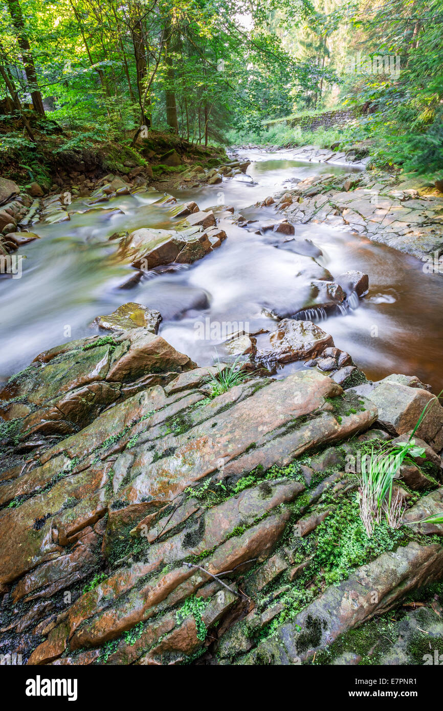 Slippery rocks in a mountain stream Stock Photo - Alamy