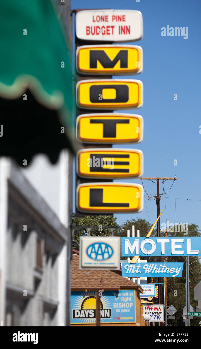 Motel signs in Lone Pine, California Stock Photo - Alamy
