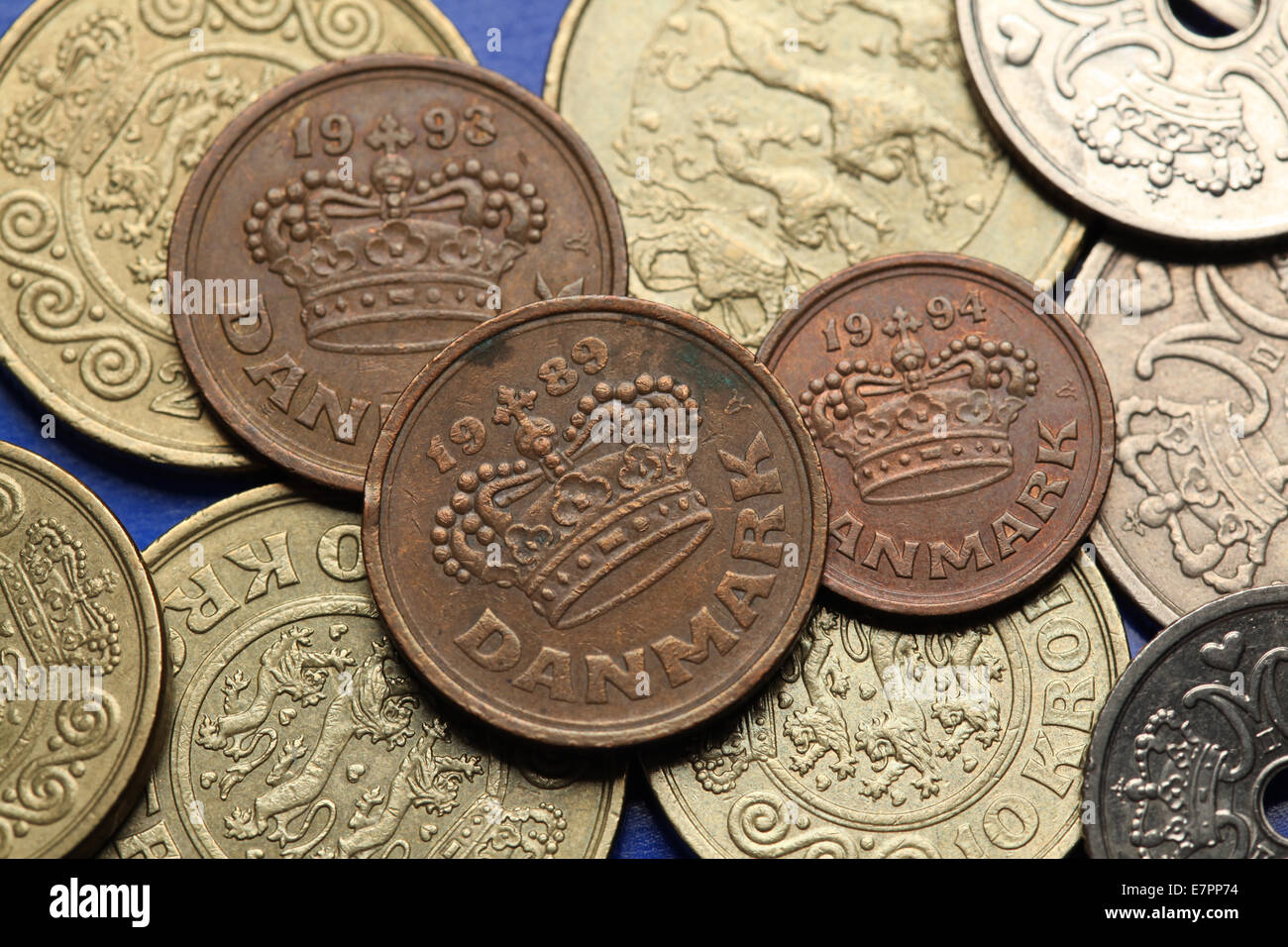 Coins of Denmark. Danish royal crown depicted in Danish ore coins Stock ...